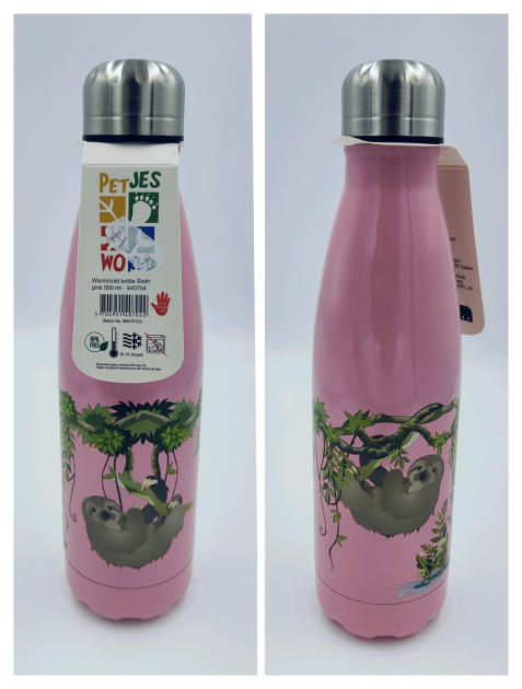 Petjes Warm/Cold Bottle Sloth Pink 500ml